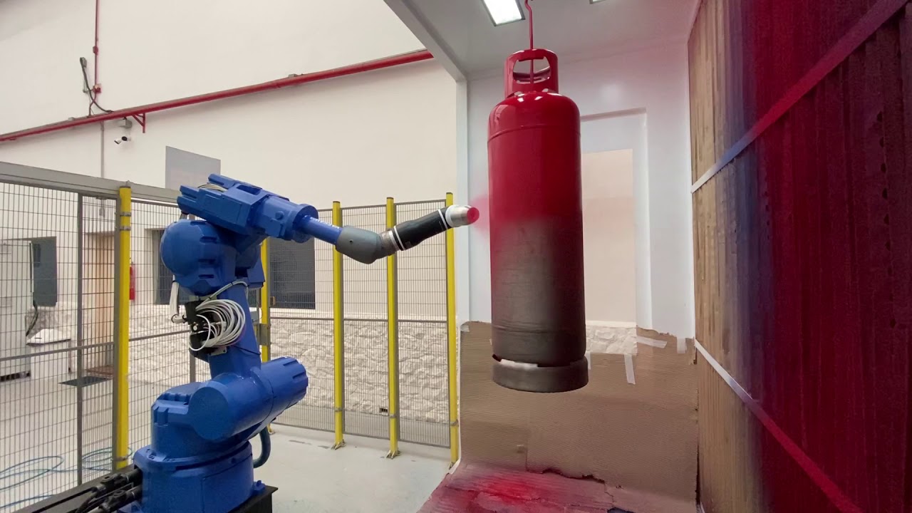 YASKAWA Paint Robot - Gas cylinder painting - YouTube
