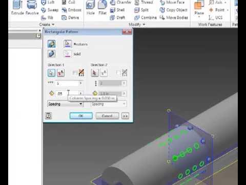 How to use Rectangular Pattern Command in AutoDesk Inventor - YouTube