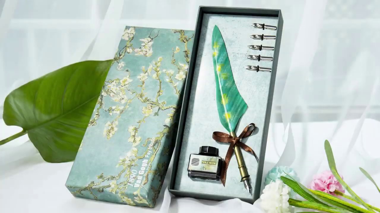 Stunning Van Gogh Feather Pen Gift Set - YouTube