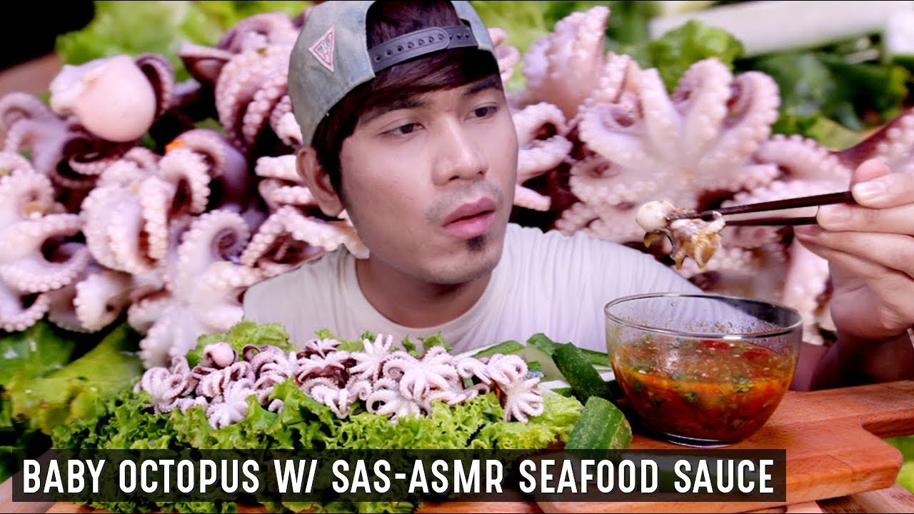 BABY OCTOPUS W/ SAS-ASMR SEAFOOD SAUCE | REAL SOUND EATING SHOW | ASMR ...