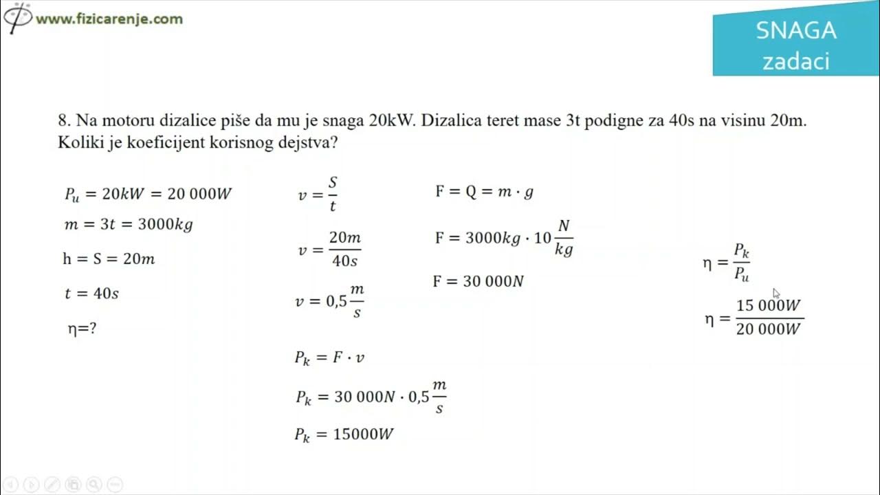 Snaga- zadaci - drugi deo | Fizika za sedmi razred - YouTube