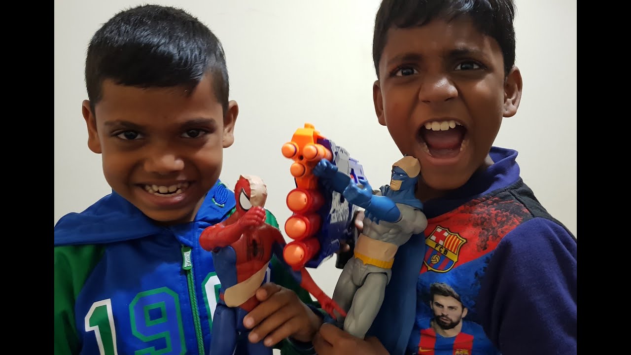 Batman Vs Spider man Gun fire fighting Selva Bala gun shooting with ...