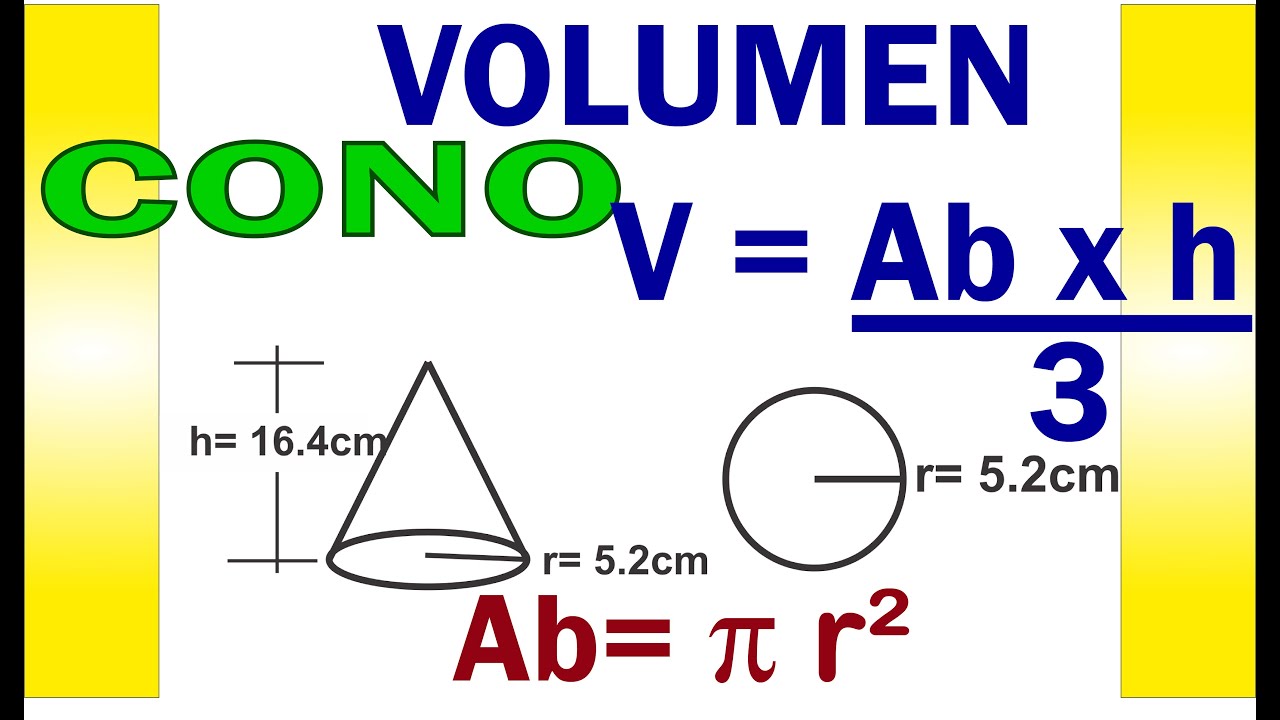 Crees poder/Hallar el Volumen del CONO utilizando la formula v=ABxh/3 ...