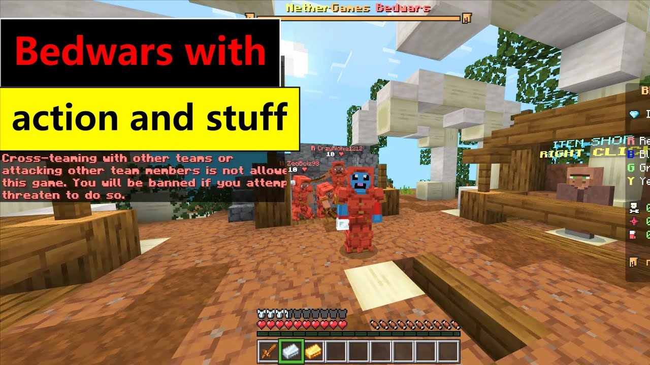 Minecraft bedwars but with action and stuff mod | Minecraft bedrock ...