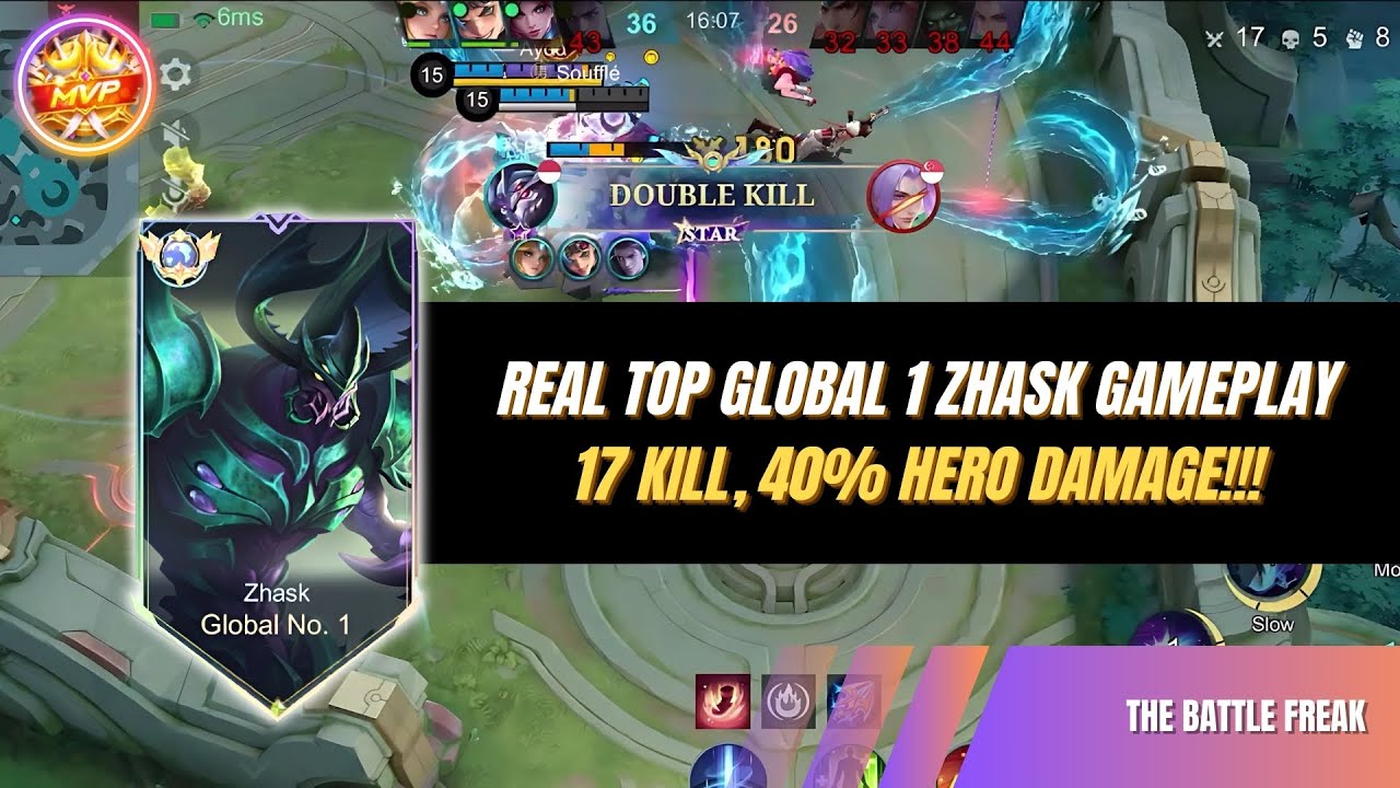 REAL TOP GLOBAL 1 ZHASK GAMEPLAY: 17 KILL, 40% HERO DAMAGE!!! #zhasktop1global #zhaskgameplay ...