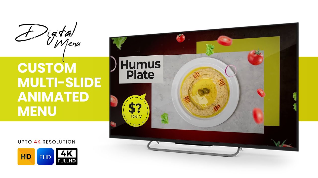 Full Restaurant Digital Menu Board | Multi-Slide Animated Menu (3 ...