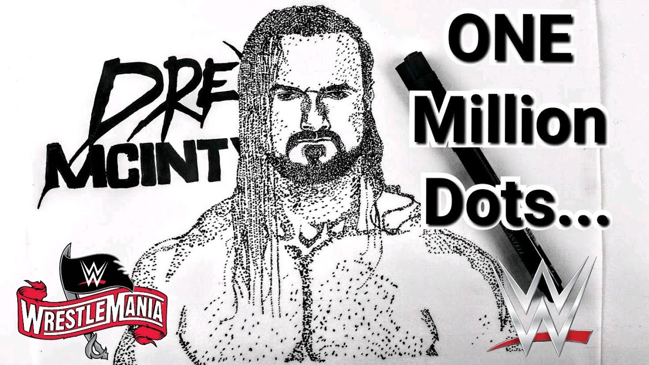 How to draw Drew Mcintyre using 1,000,000 DOTS | WWE Monday Night Raw ...