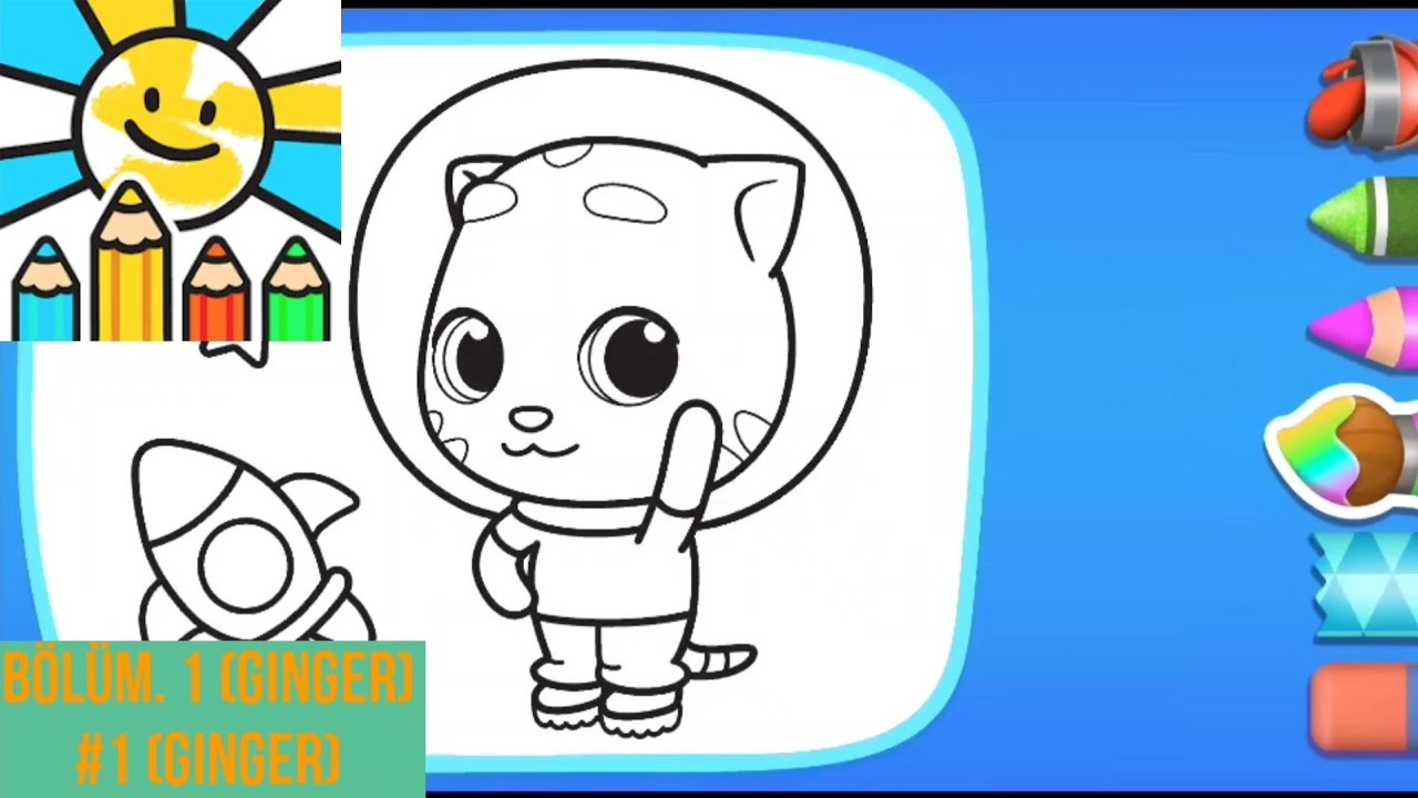 Konuşan Tom Boyama Oynanışı Bölüm. 1 (Ginger) Talking Tom Coloring ...