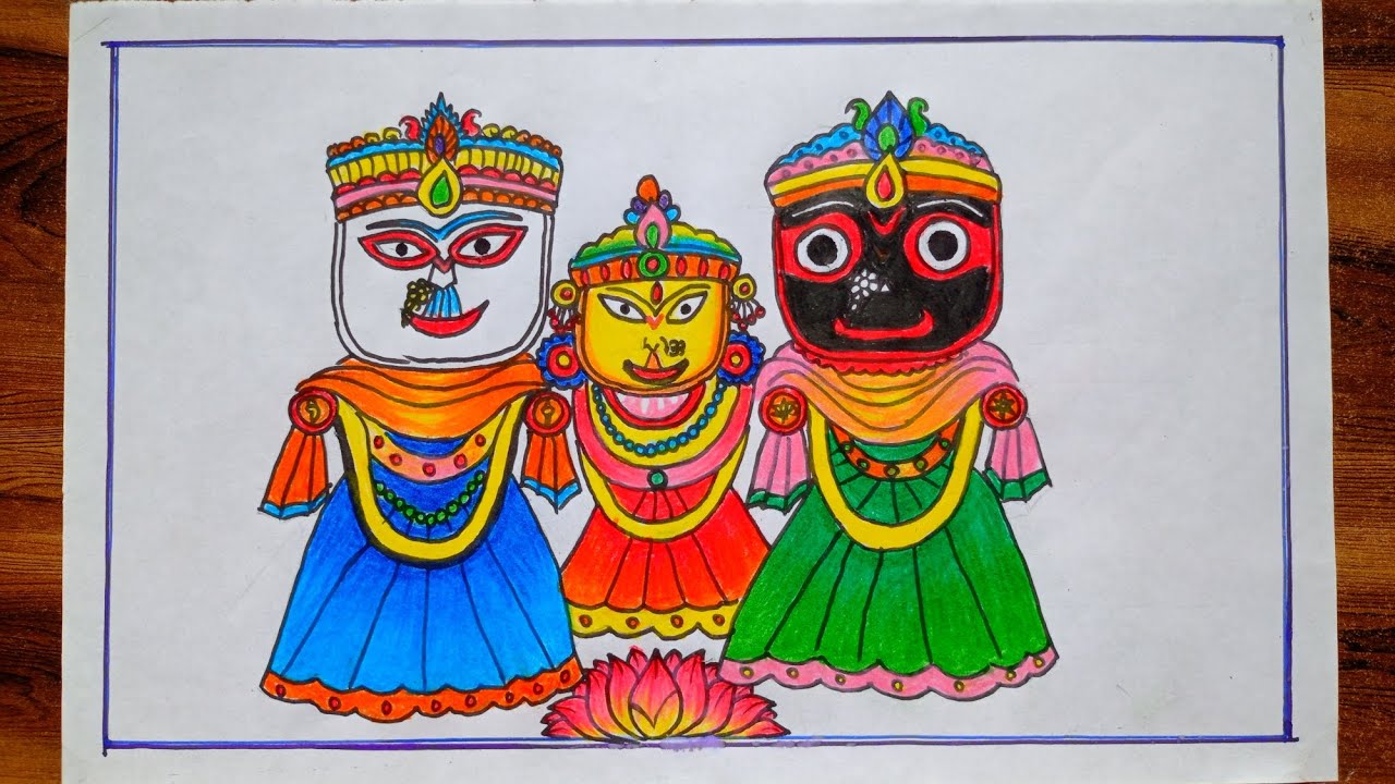 Lord Balabhadra Devi Subhadra & Lord Jagannath Idol Drawing।Ratha Yatra ...
