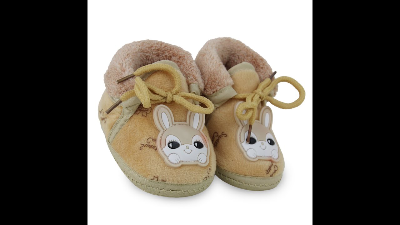 Neska Moda Fur Rabbit face Baby Lace Booties - YouTube