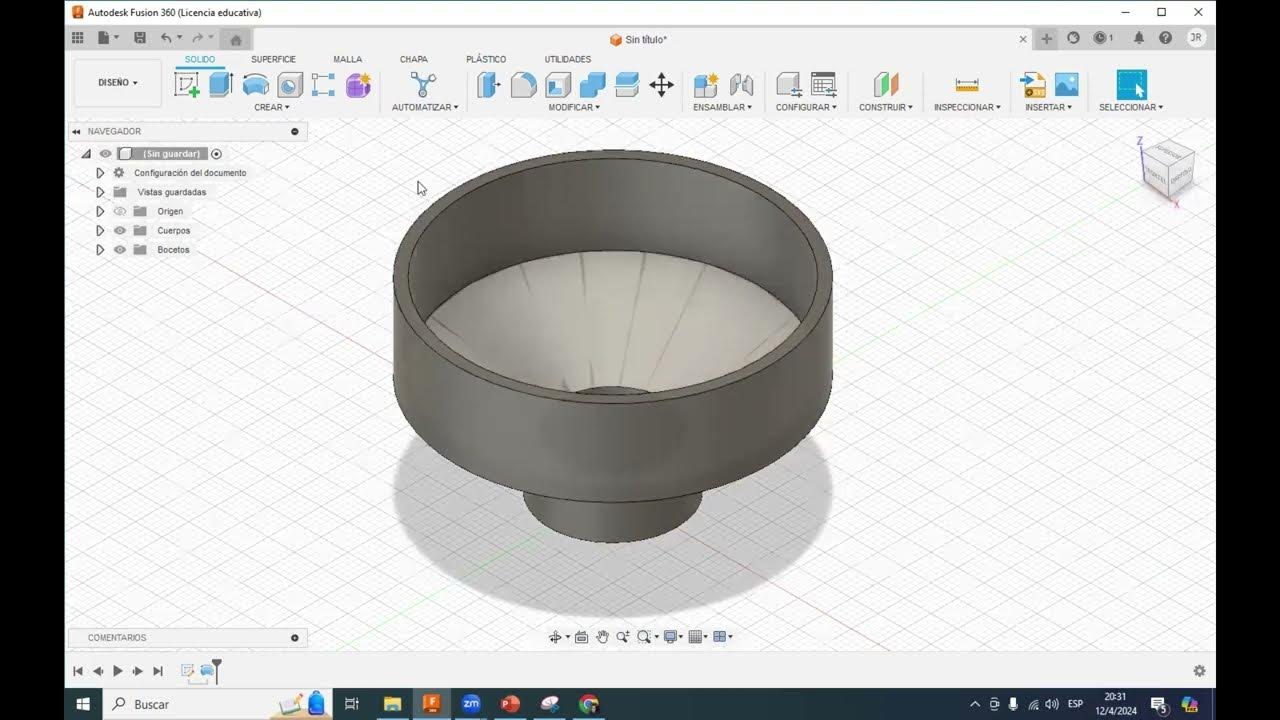 Como diseñar un solido en Revolución en Fusion 360 #fusion360 - YouTube