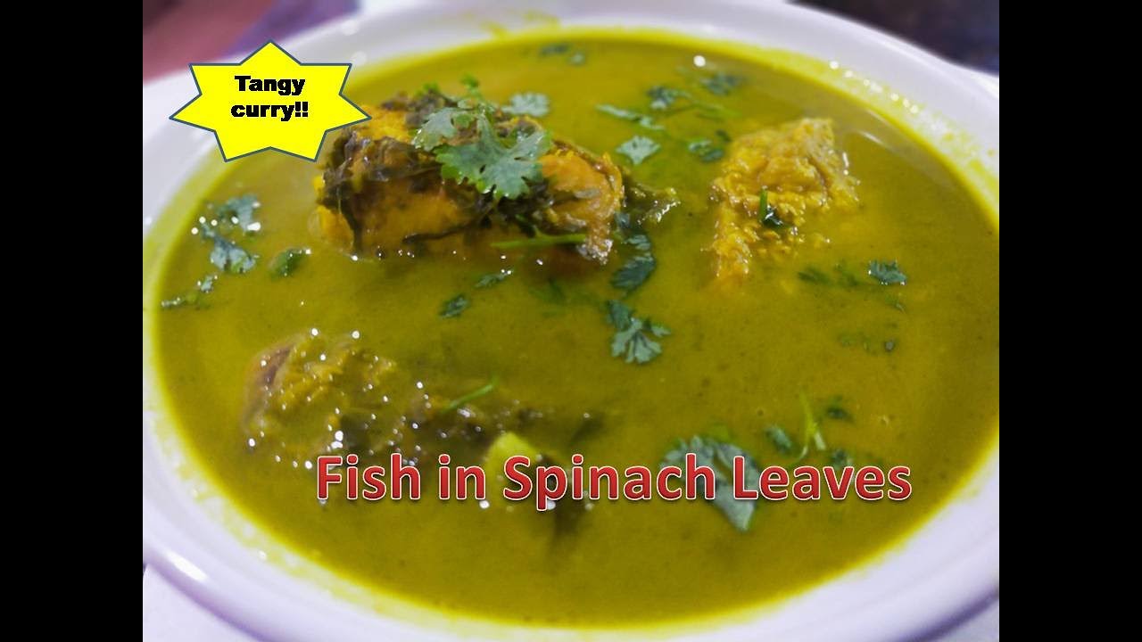 Paleng Xaakor Logot Maas I Fish in Spinach Leaves I Assamese recipe ...
