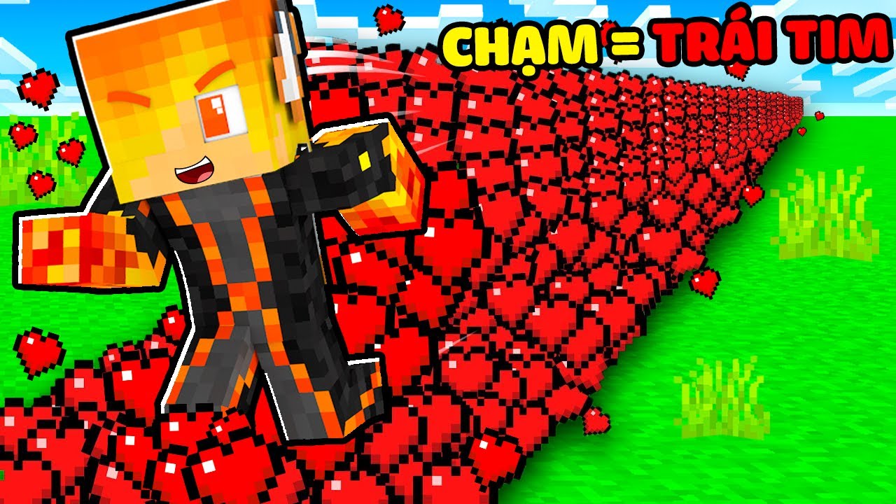 MỌI THỨ MÌNH CHẠM BIẾN THÀNH TRÁI TIM TRONG MINECRAFT!! - YouTube