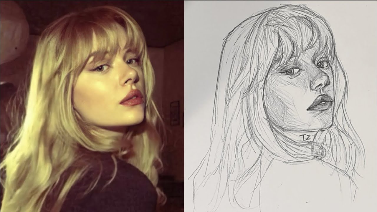 Freehand drawing a reference picture (2B pencil) - YouTube