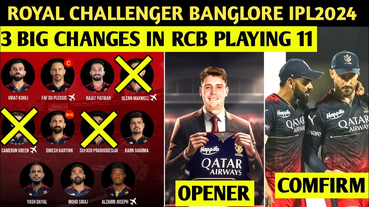 IPL 2024: Breaking News RCB made 3 Big Changes In Playing 11||green ...