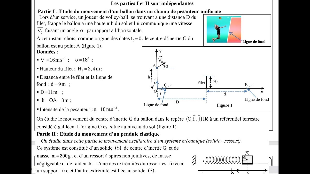 Exercice mécanique 2 bac correction d’examen 2023 rattrapage chute ...