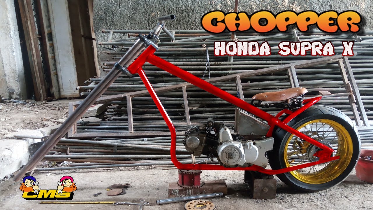 Part1 # custom motor honda Supra Chopper bobber japstyle mesin bebek ...