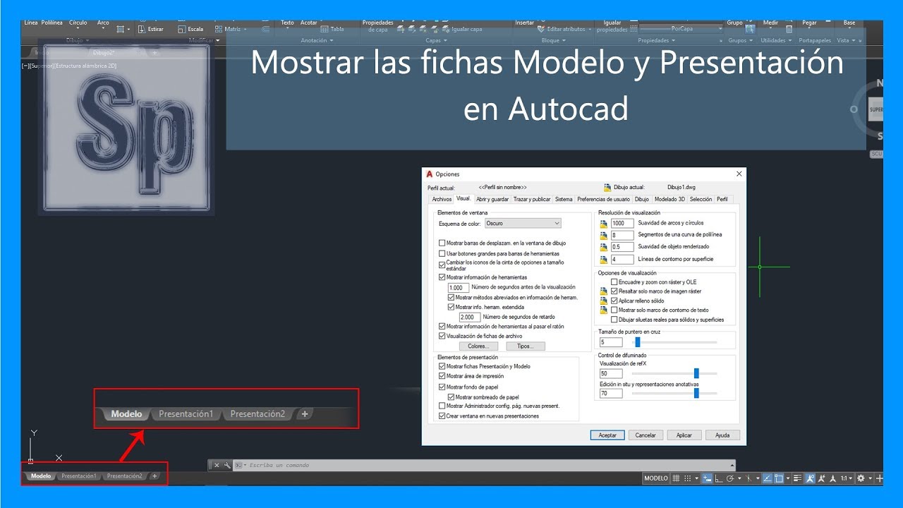 Autocad - Ver pestaña Presentación en Autocad. Layout & Model Tabs ...