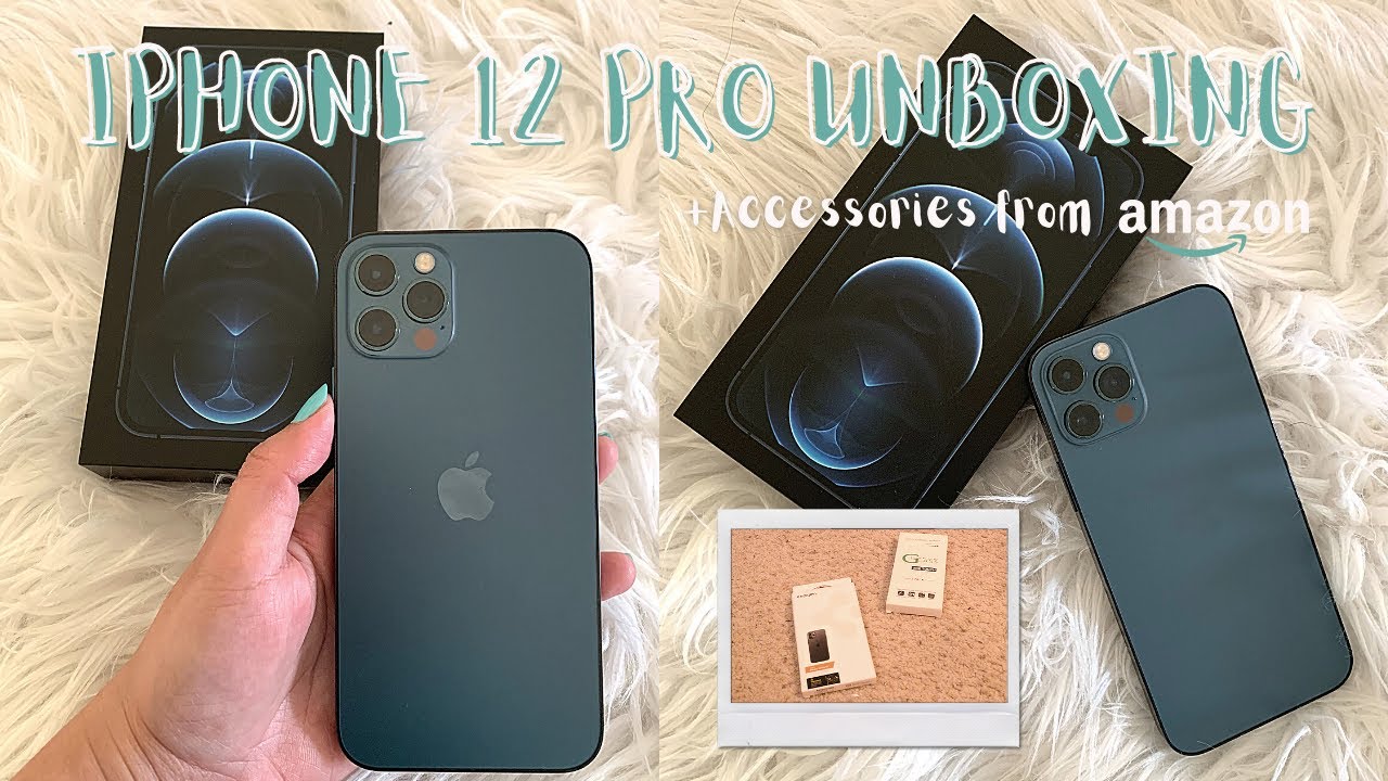 IPHONE 12 PRO UNBOXING AESTHETIC (PACIFIC BLUE 256 GB) + ACCESSORIES ...