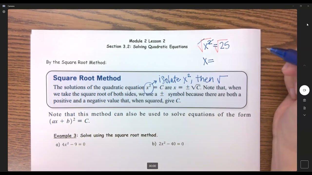 Solving quadratic equations by using the SQUARE ROOT METHOD - YouTube