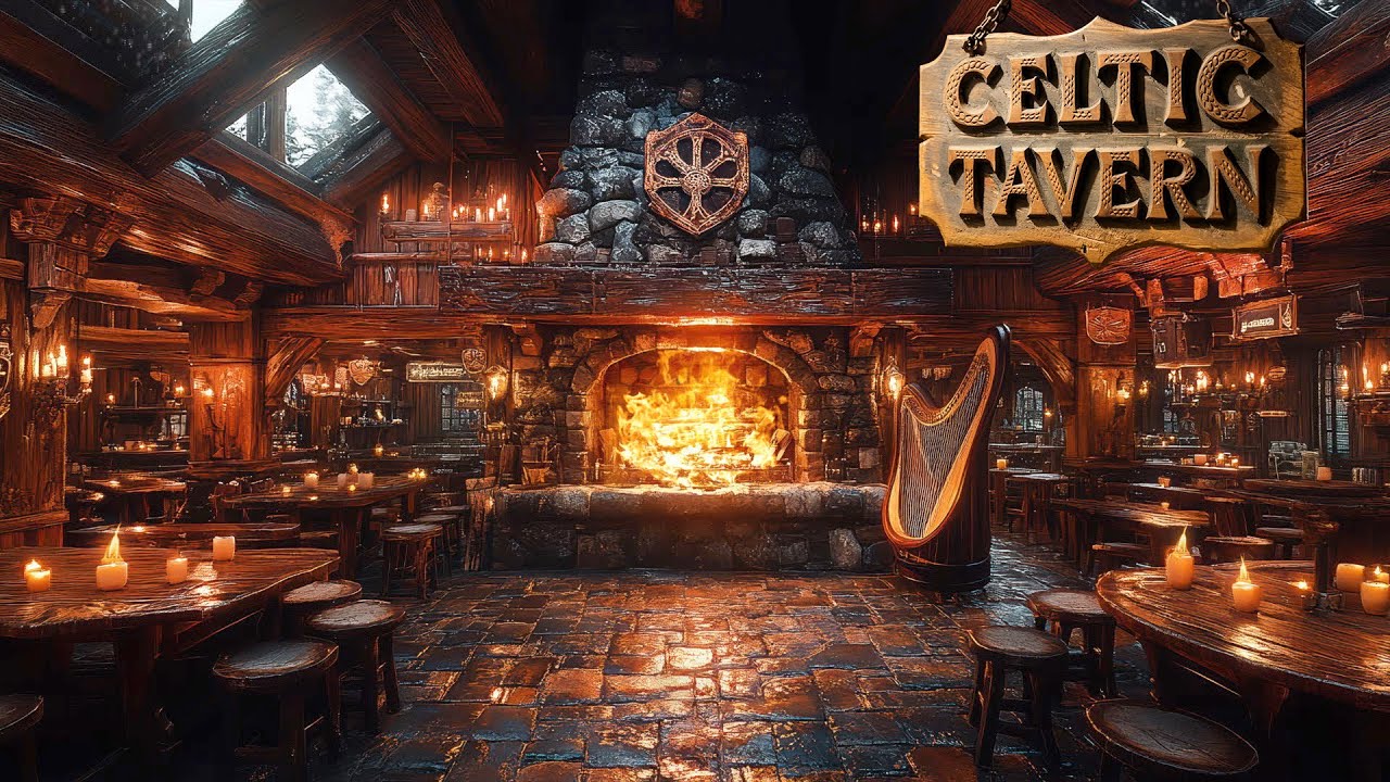 Night at The Witcher's Tavern Medieval Fireside Music, Ambience. Irish ...