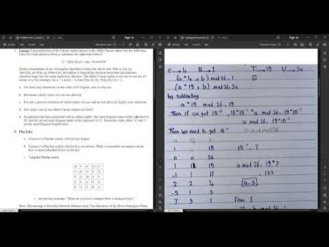 Cryptography Tutorial 3 - Sheet 2 Solution - YouTube