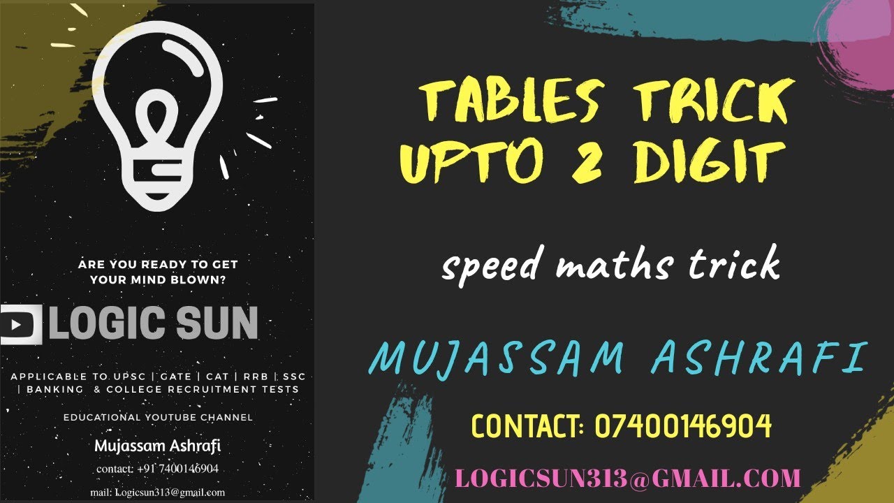 Tables tricks upto 2 digits by vedic maths - YouTube