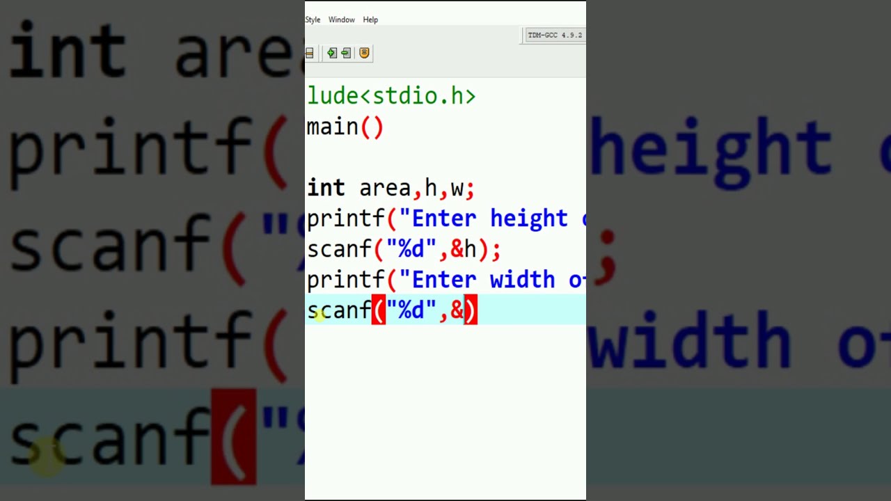Area Of Rectangle In C shorts youtubeshorts YouTube Area Of Rectangle In C shorts youtubeshorts YouTube