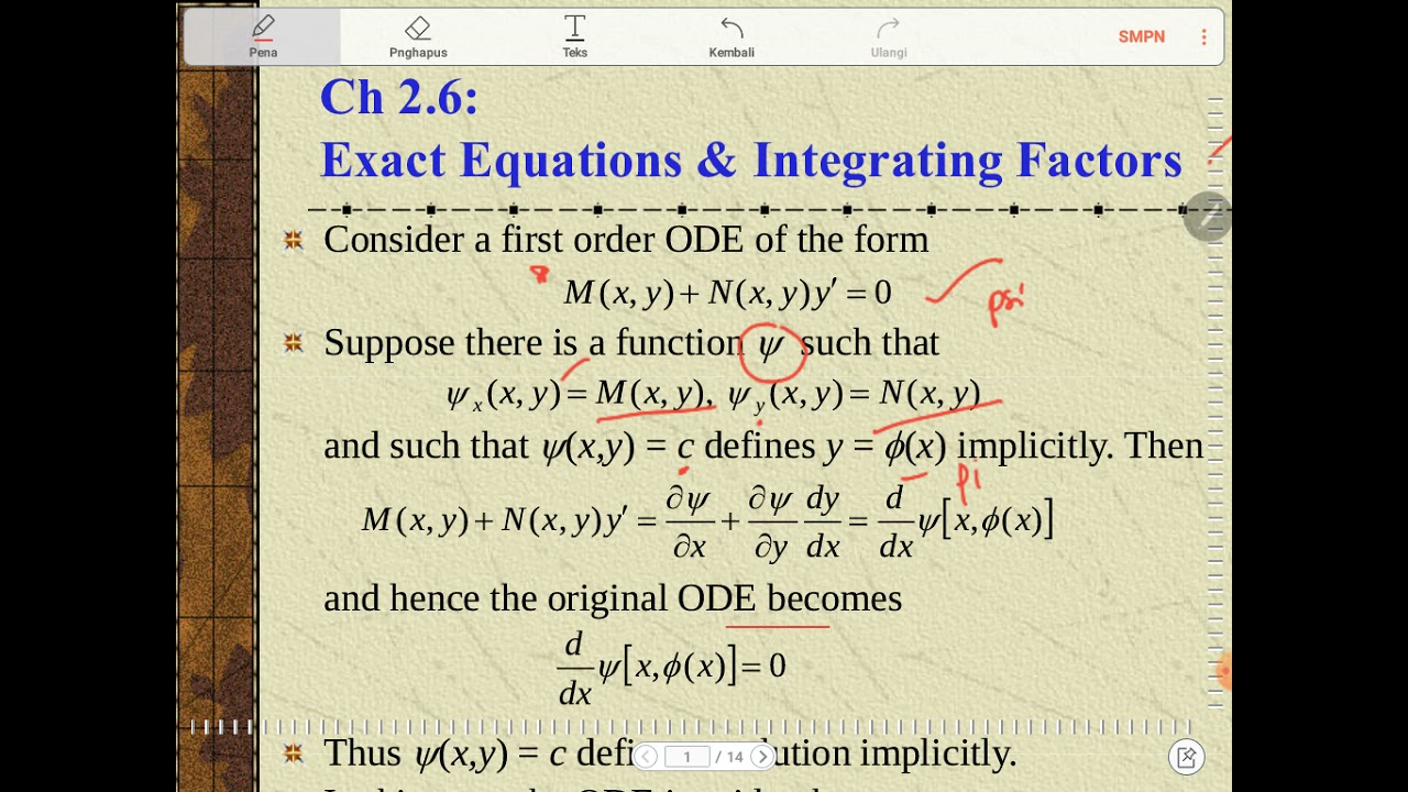2.6 Exact Equations and Integrating Factors - YouTube
