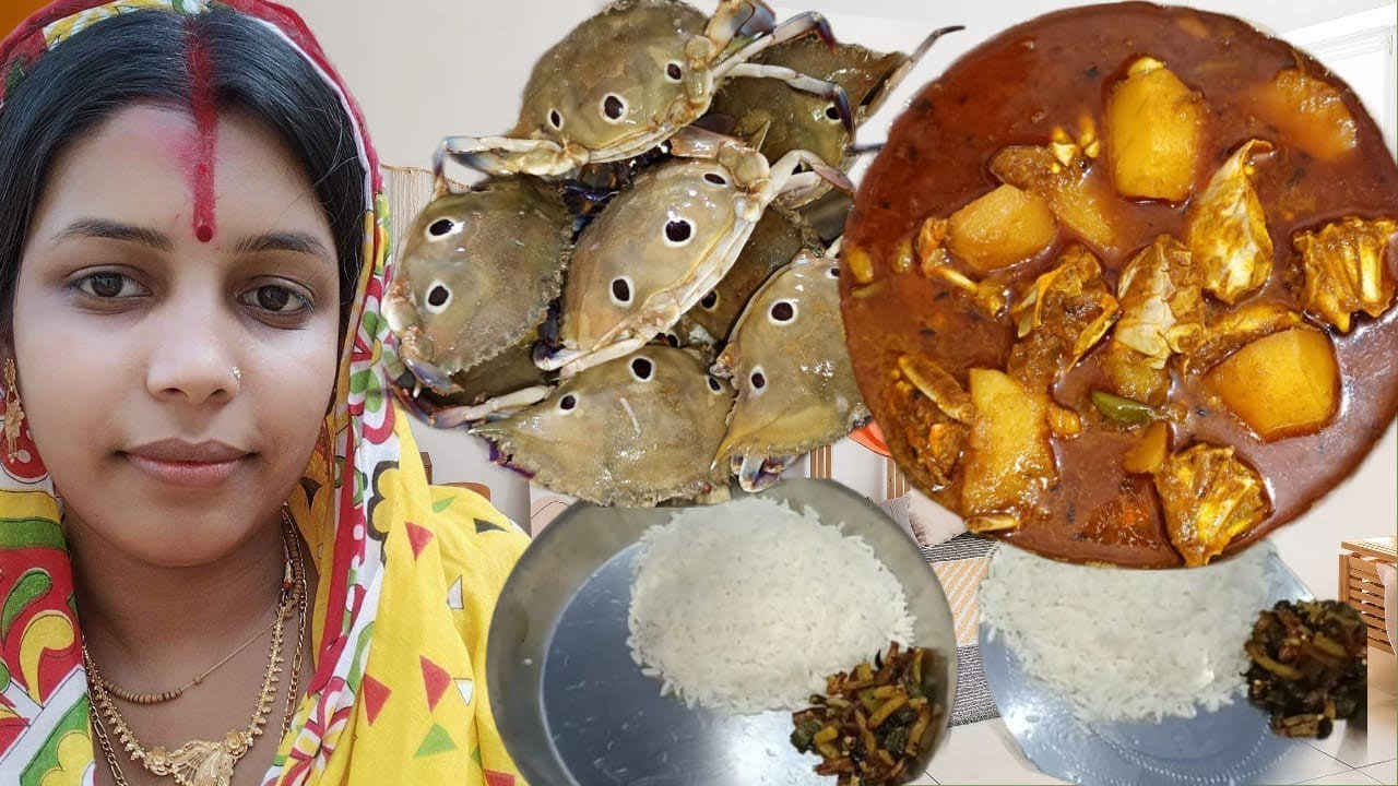 Sundarban River KING CRAB cooking and eating by tama with husband ...