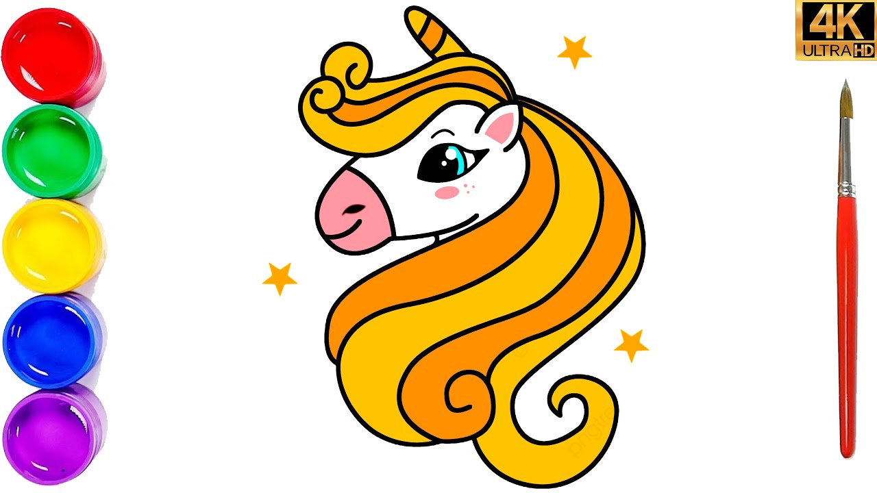 Easy Unicorn Drawing, How to Draw a Cute Unicorn for Kids, Easy ...