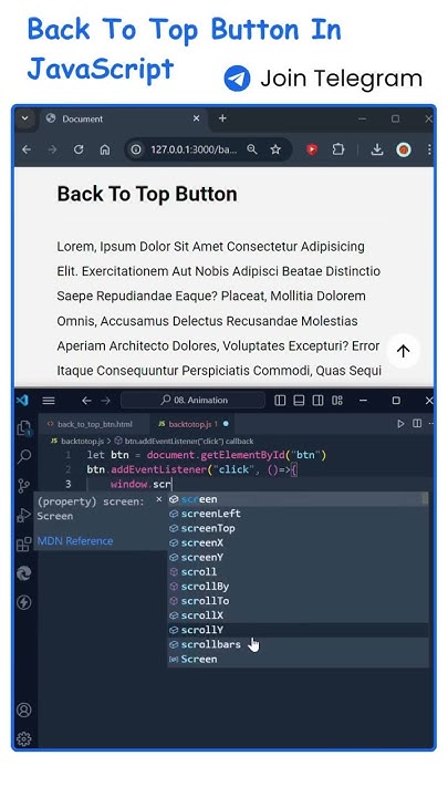 How To Create Back To Top Button In Javascript Feedshorts Coding Javascriptdev Webcoding
