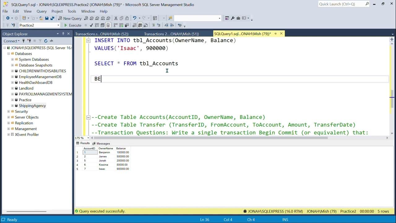 SQL Transaction By Benjamin - YouTube