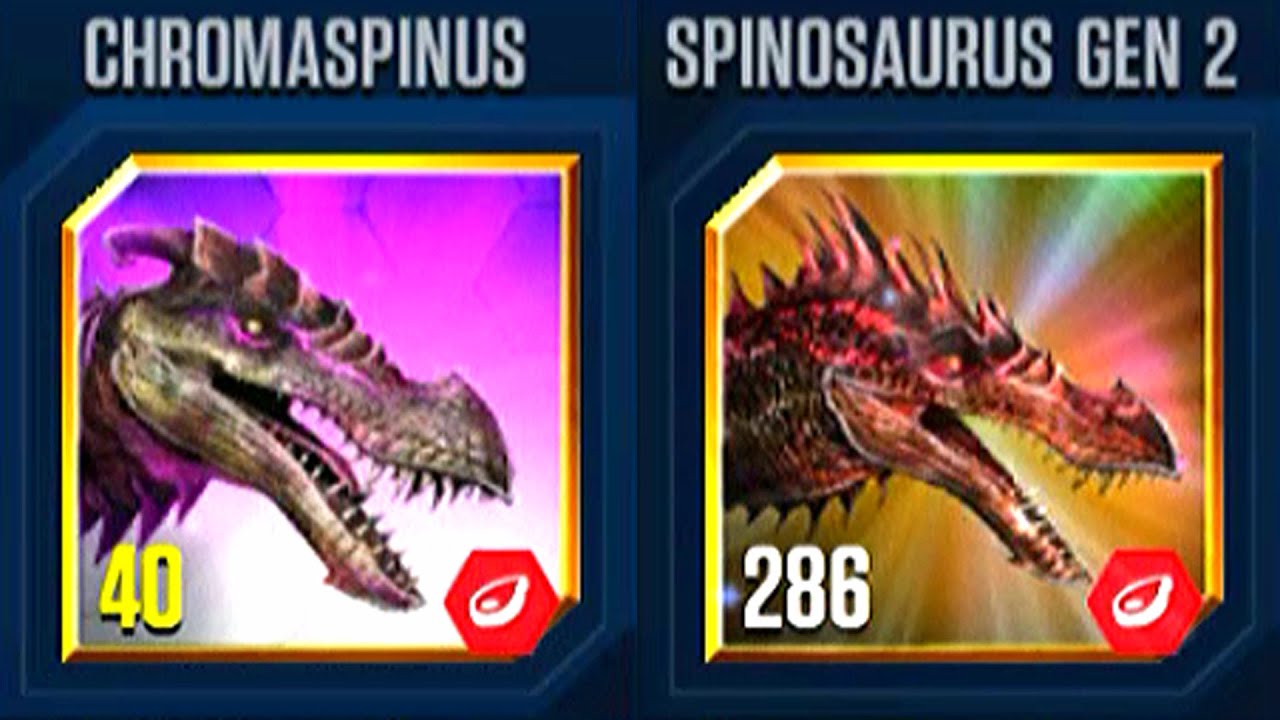 CHROMASPINUS VS SPINOSAURUS GEN 2 | JURASSIC WORLD THE GAME - YouTube