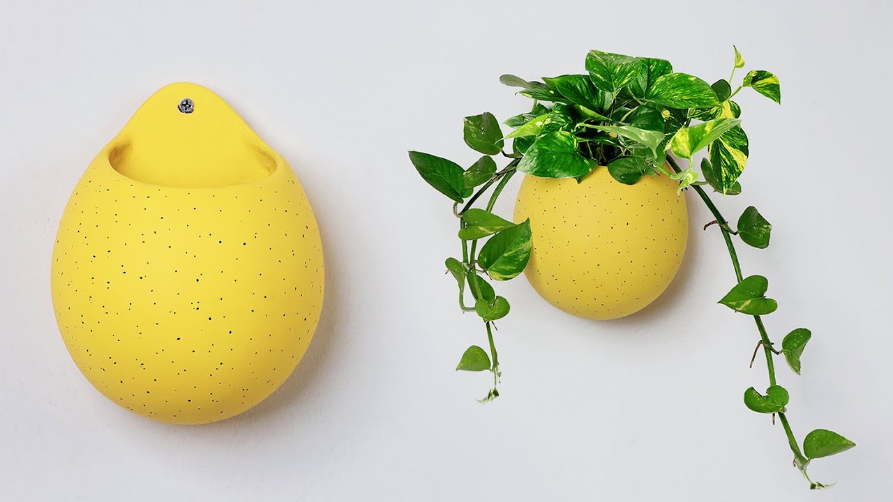 Wall Hanging tree pot making with cement || Wall hanging indoor Planter ...