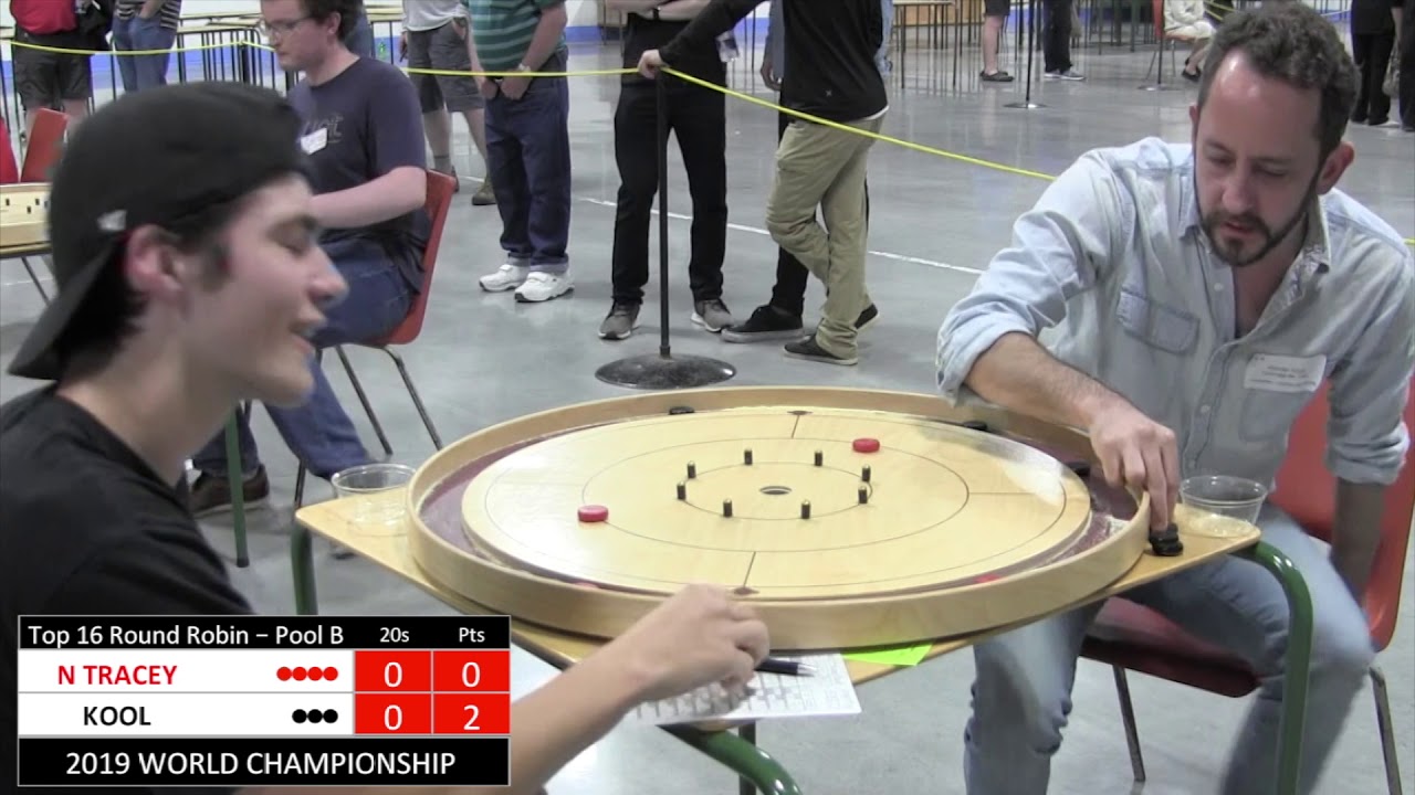 2019 World Crokinole Championship - Top 16 - Tracey v Kool - YouTube