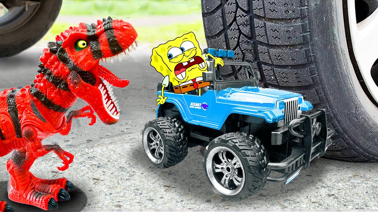 Thí Nghiệm Xe Ô Tô, Spongebob và Khủng Long T-Rex 🚙 Crushing Crunchy ...
