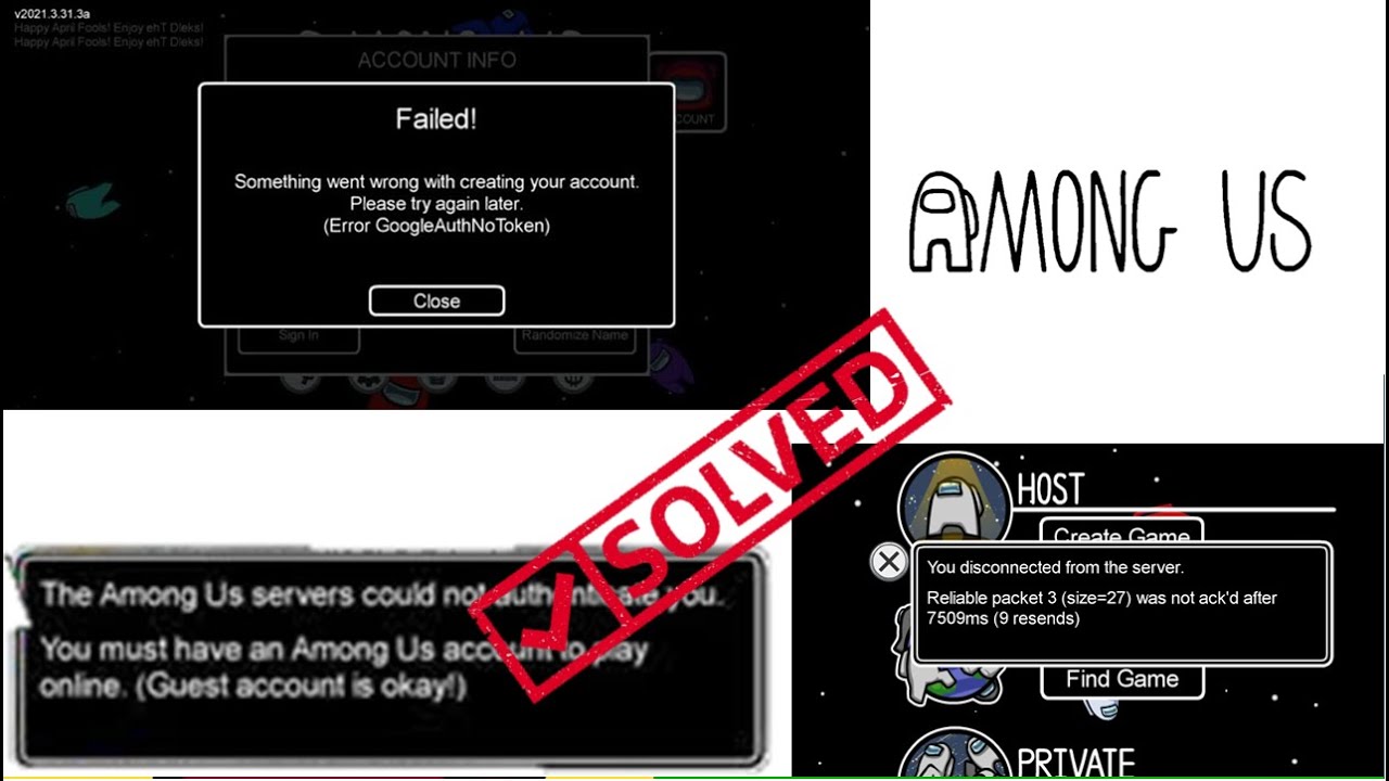 How To Fix Among Us Account , Sign In, google auth no token, black ...