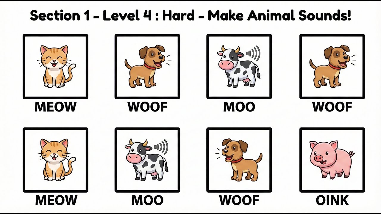 Say Animal Sounds On Beat: WOOF MEOW OINK MOO Challenge! 🐶🐱🐷🐄 Can You ...