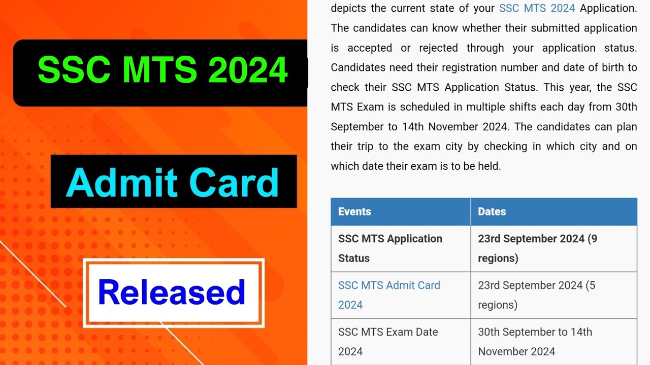SSC MTS 2024 Admit Card Released | SSC MTS 2024 Admit Card Out | MDE ...
