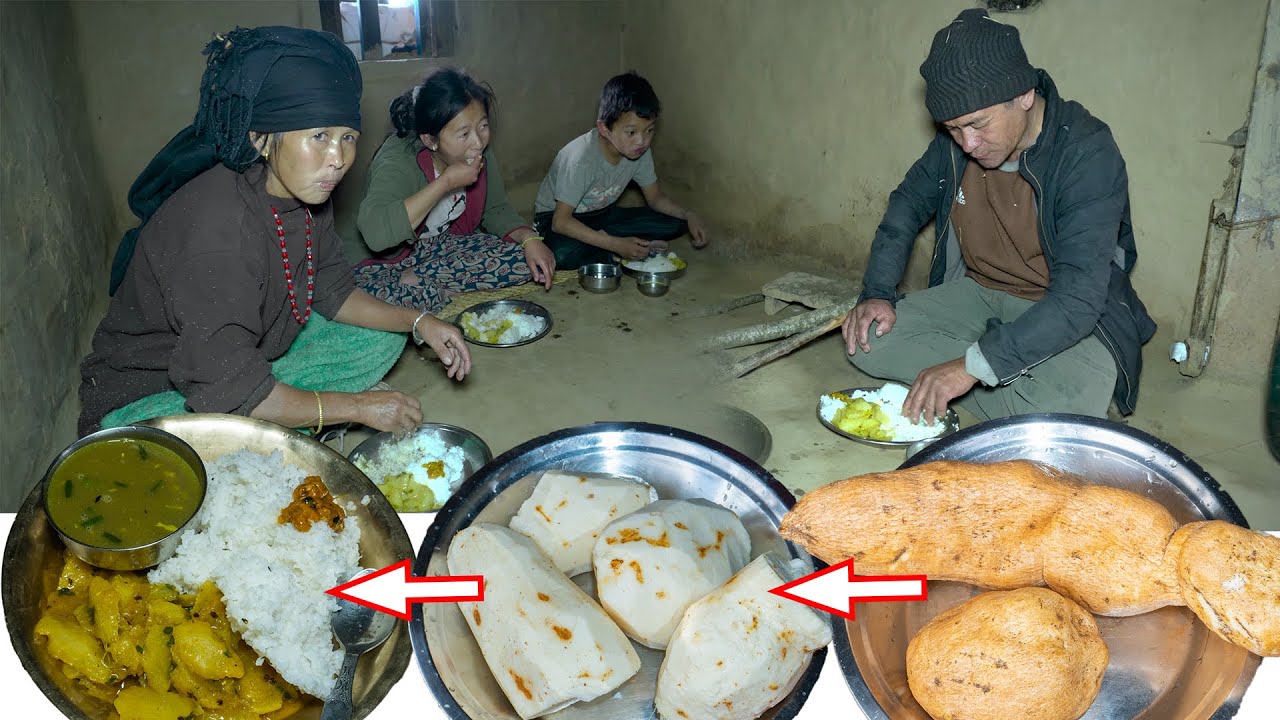 Squash Roots recipe with rice Cooking & Eating in village kitchen | Veg ...