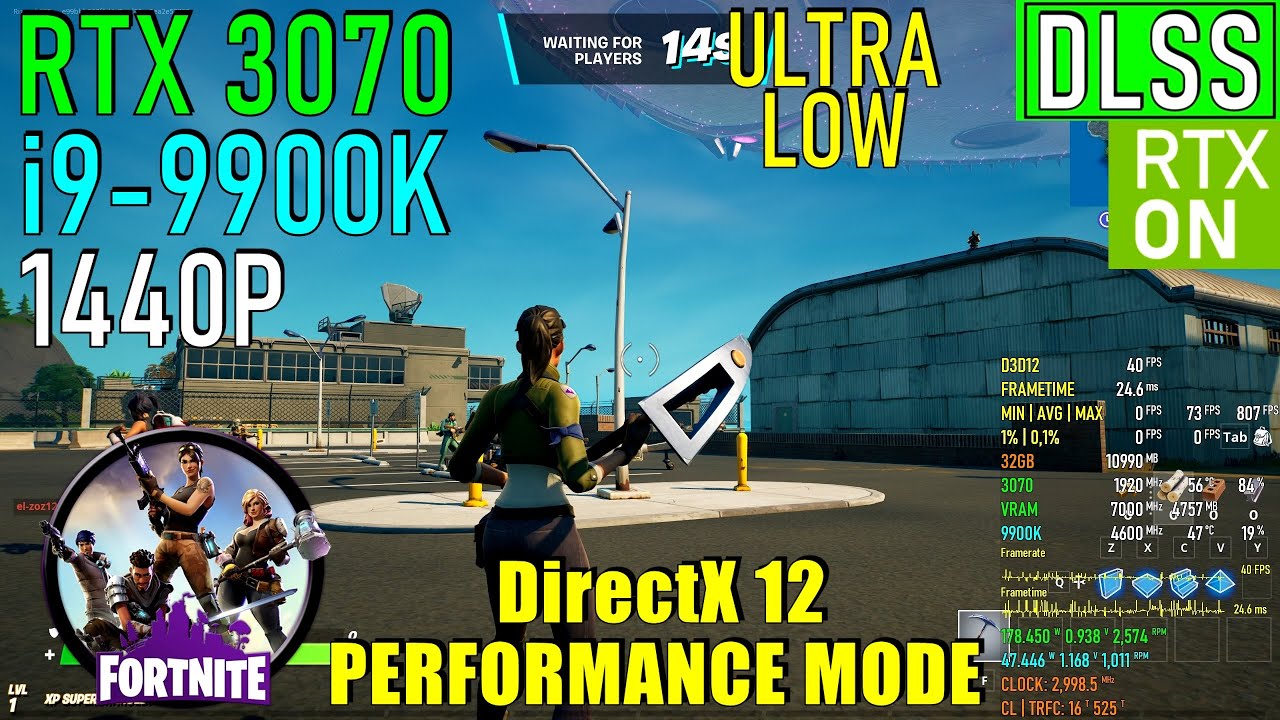 Fortnite (DXR/DLSS - PERFORMANCE MODE): RTX 3070 | i9-9900K | 1440P ...