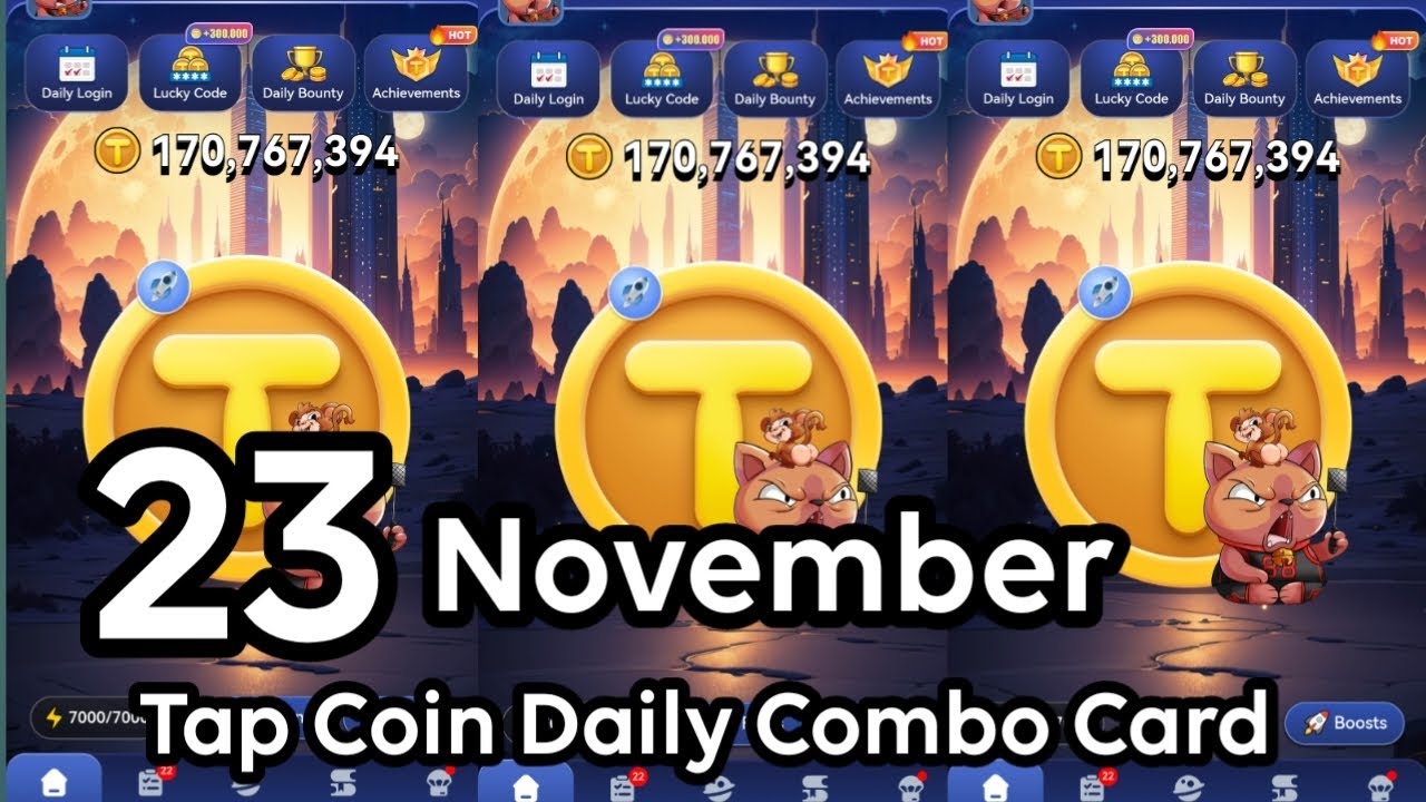 Tap Coin Daily Combo Card today|| 23 November Tapcoines daily bounty ...