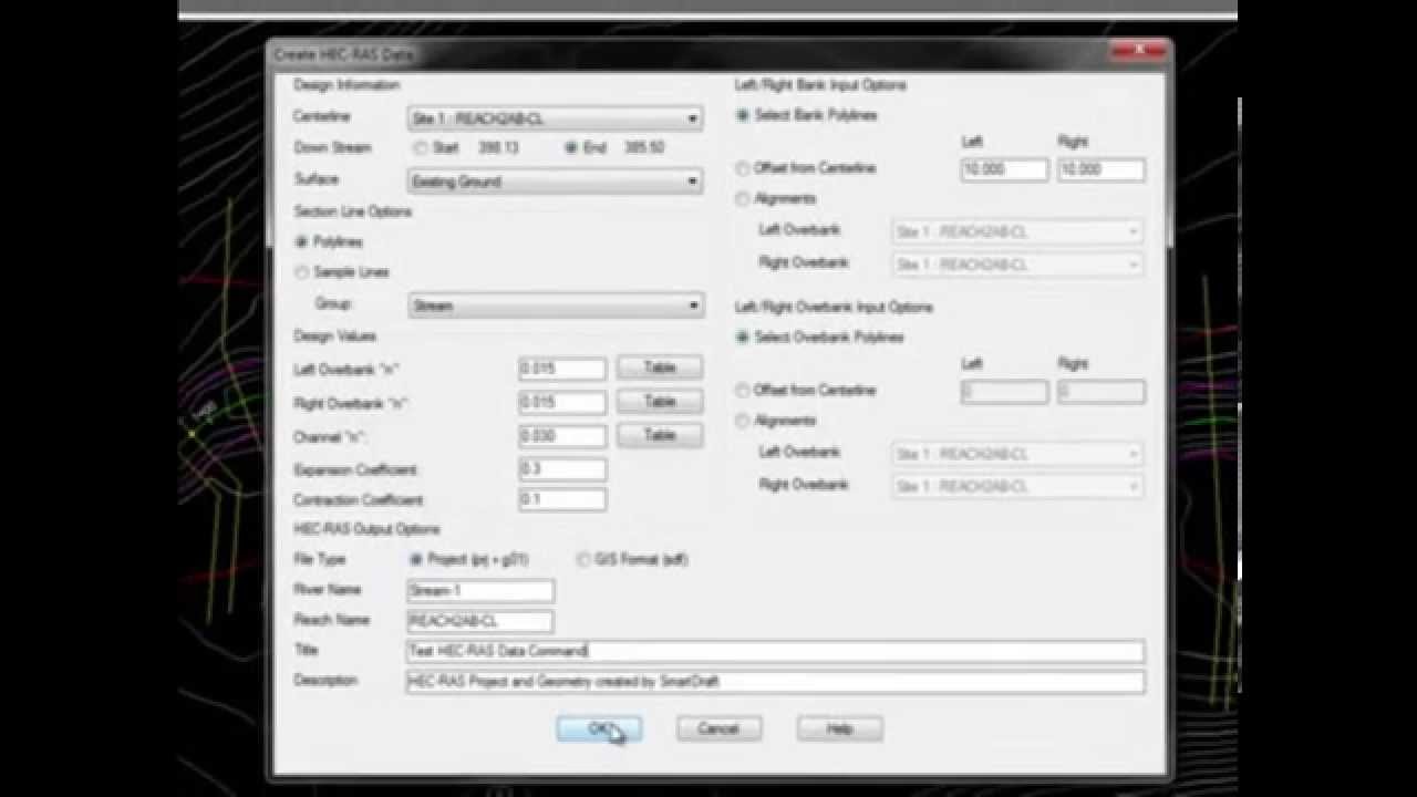 SmartDraft HEC-RAS Create Project Data for Civil 3D - YouTube
