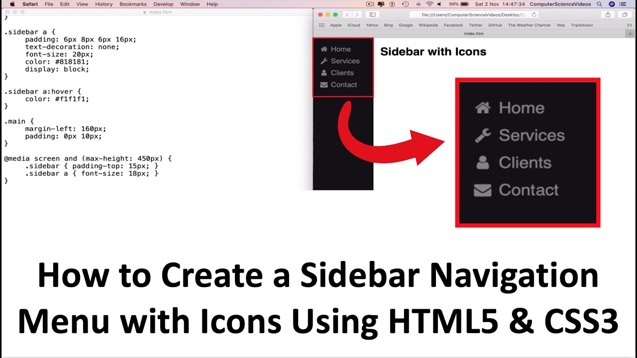 How To Code A Sidebar Navigation Menu With Icons Using Html5 And Css3 4924
