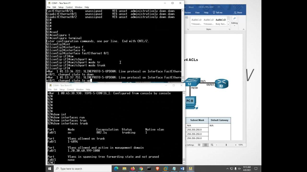 Cisco CCNA 7.0 ENSA ACL lab walkthrough 2021SP - YouTube