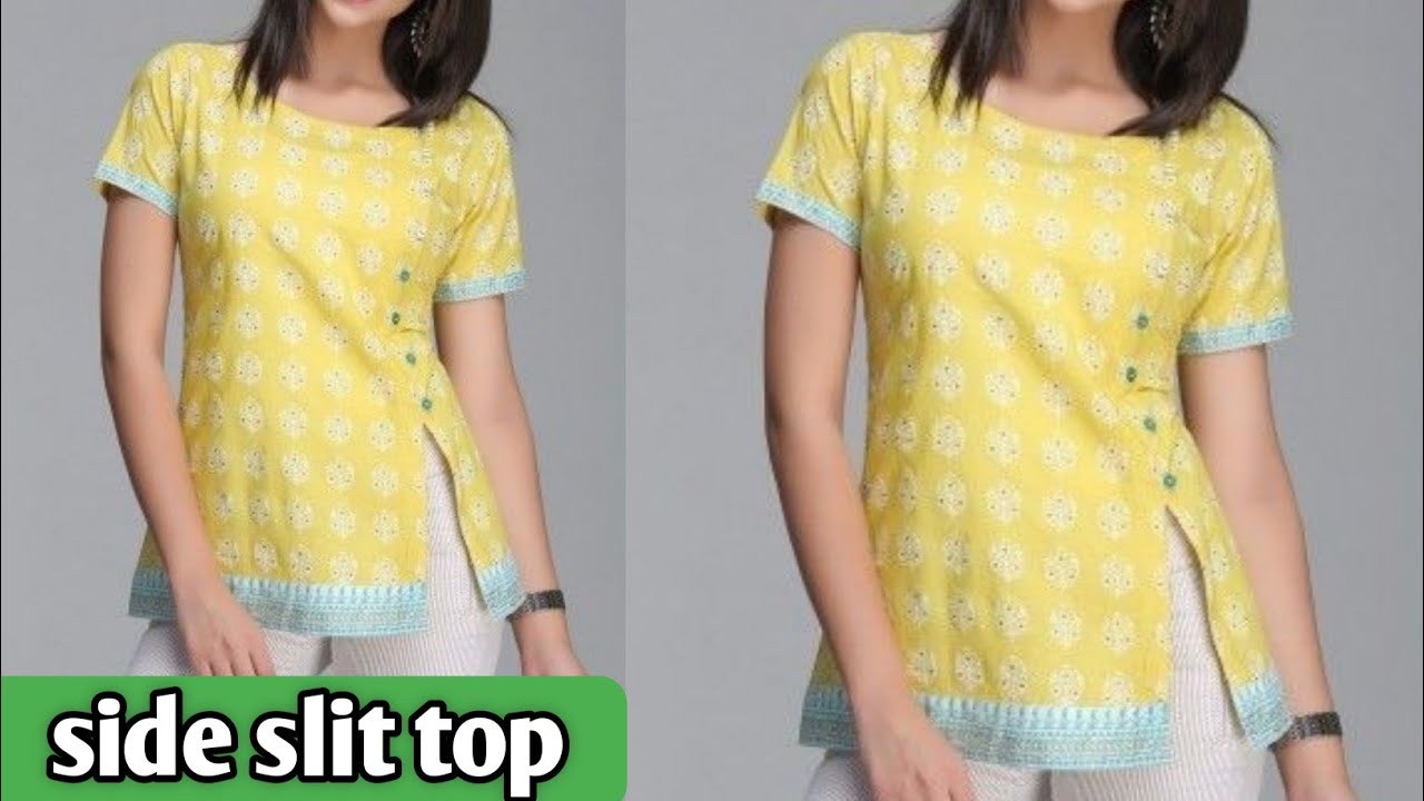 DIY designer side slit top cutting and stitching /very easy method ...
