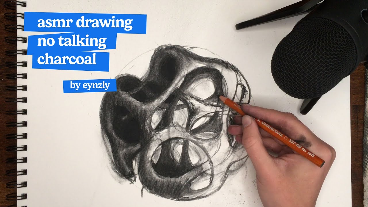 [asmr drawing 014] asmr charcoal drawing, no talking, full drawing ...
