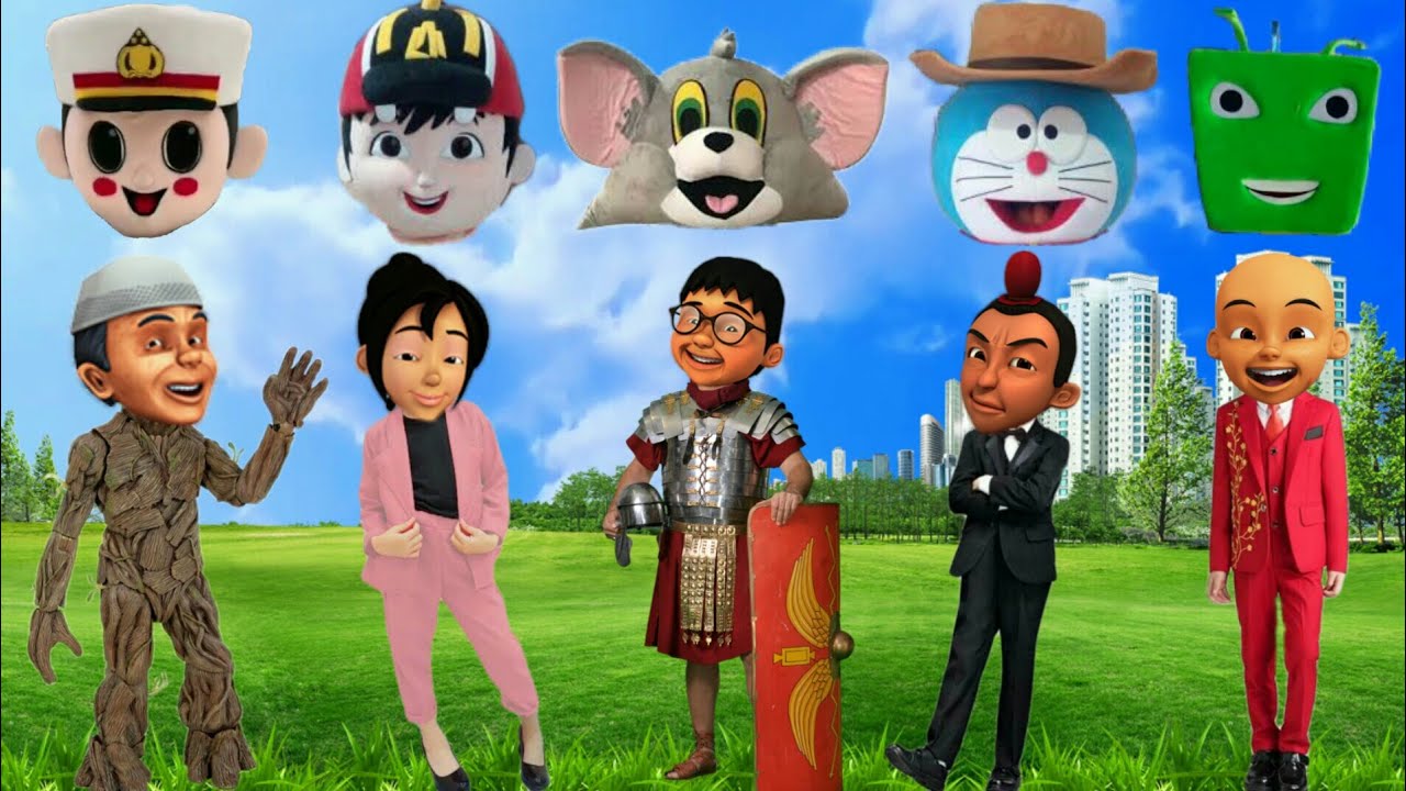 Keluarga Upin Ipin Membeli Topeng Badut Berubah Menjadi Badut Doraemon ...