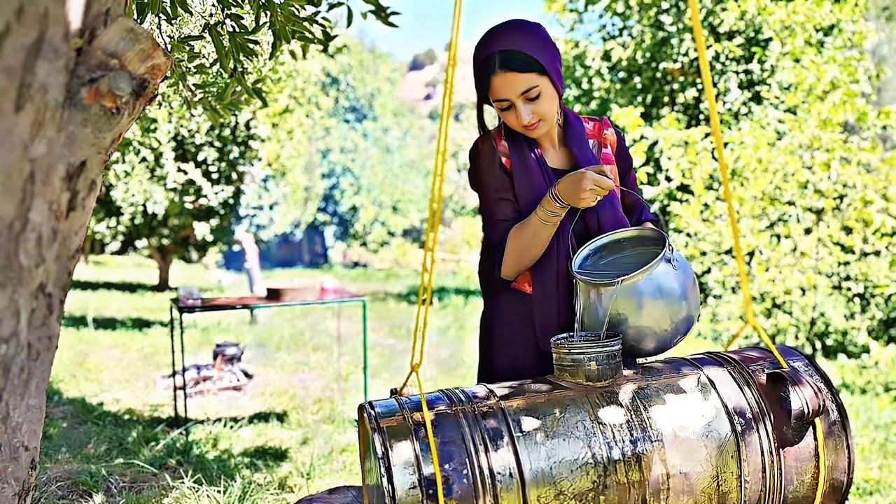 Making local butter in a rural style without modern equipment | village ...